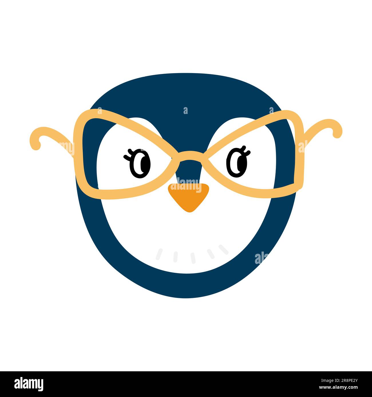 Hand drawn cute penguin head. Funny childish vector illustration ...