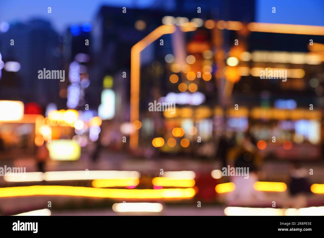 Night neon lights big city. Night abstract city defocused light ...