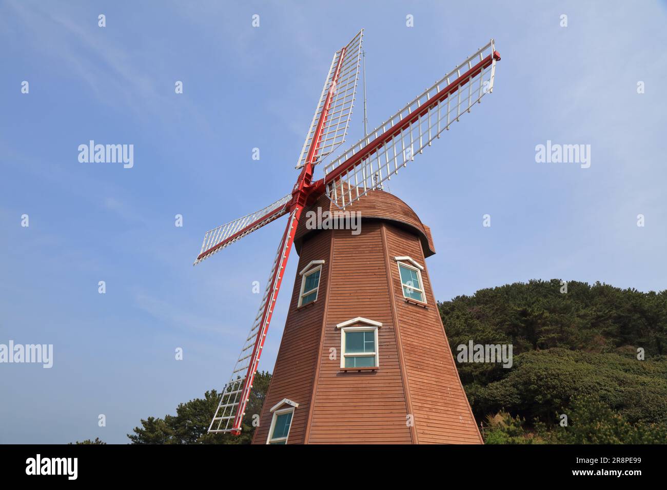 Geoje island in South Korea. Windy Hill windmill in Hallyehaesang ...
