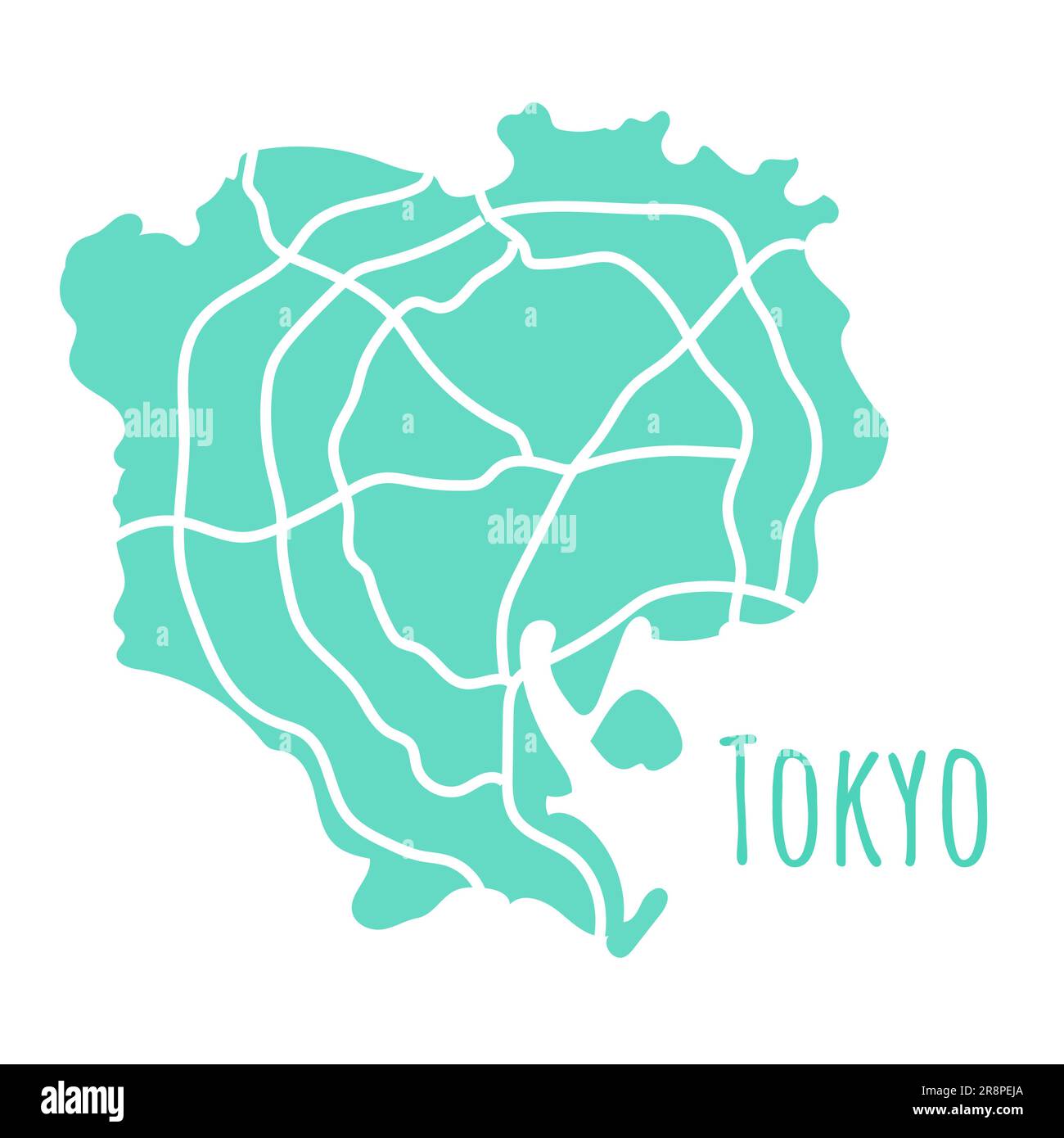 Tokyo map silhouette administrative division, vector map isolated on ...