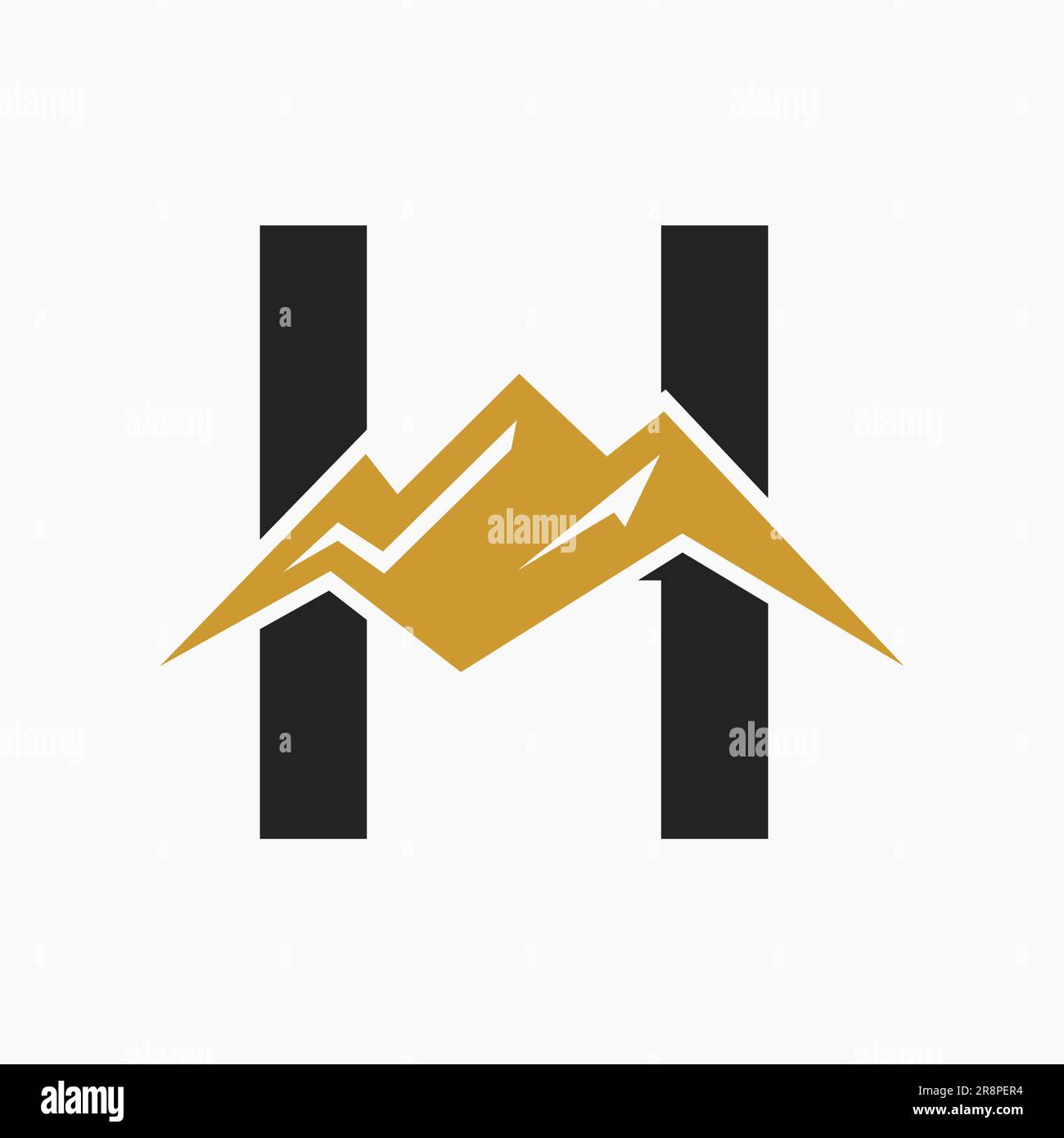 Letter H Mount Logo. Mountain Nature Landscape Logo Combine With Hill ...