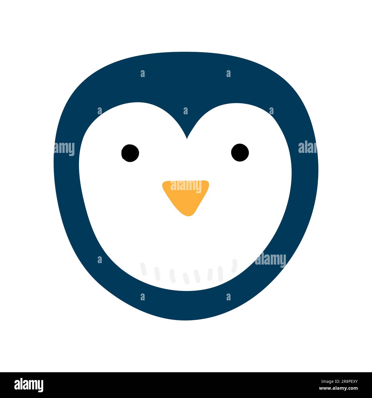 Hand drawn cute penguin head. Funny childish vector illustration ...