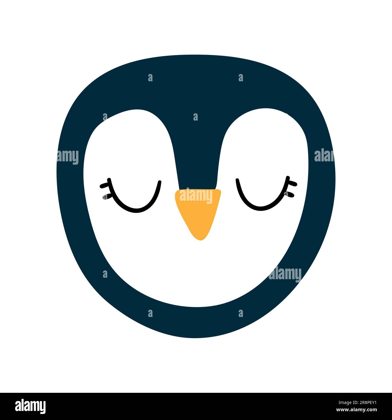 Hand drawn cute penguin head. Funny childish vector illustration ...