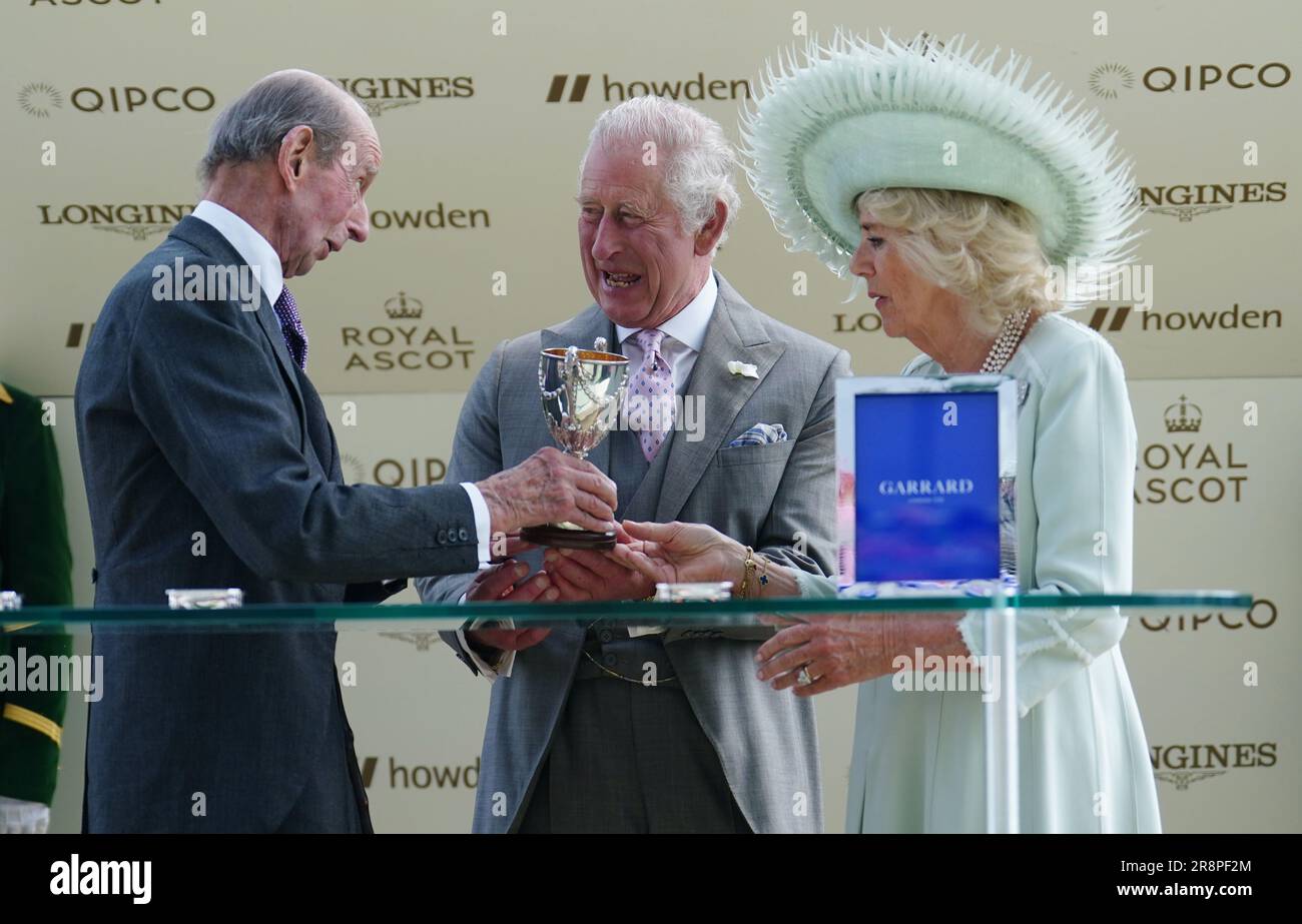 King Charles III and Queen Camilla with the Duke of Kent during the ...