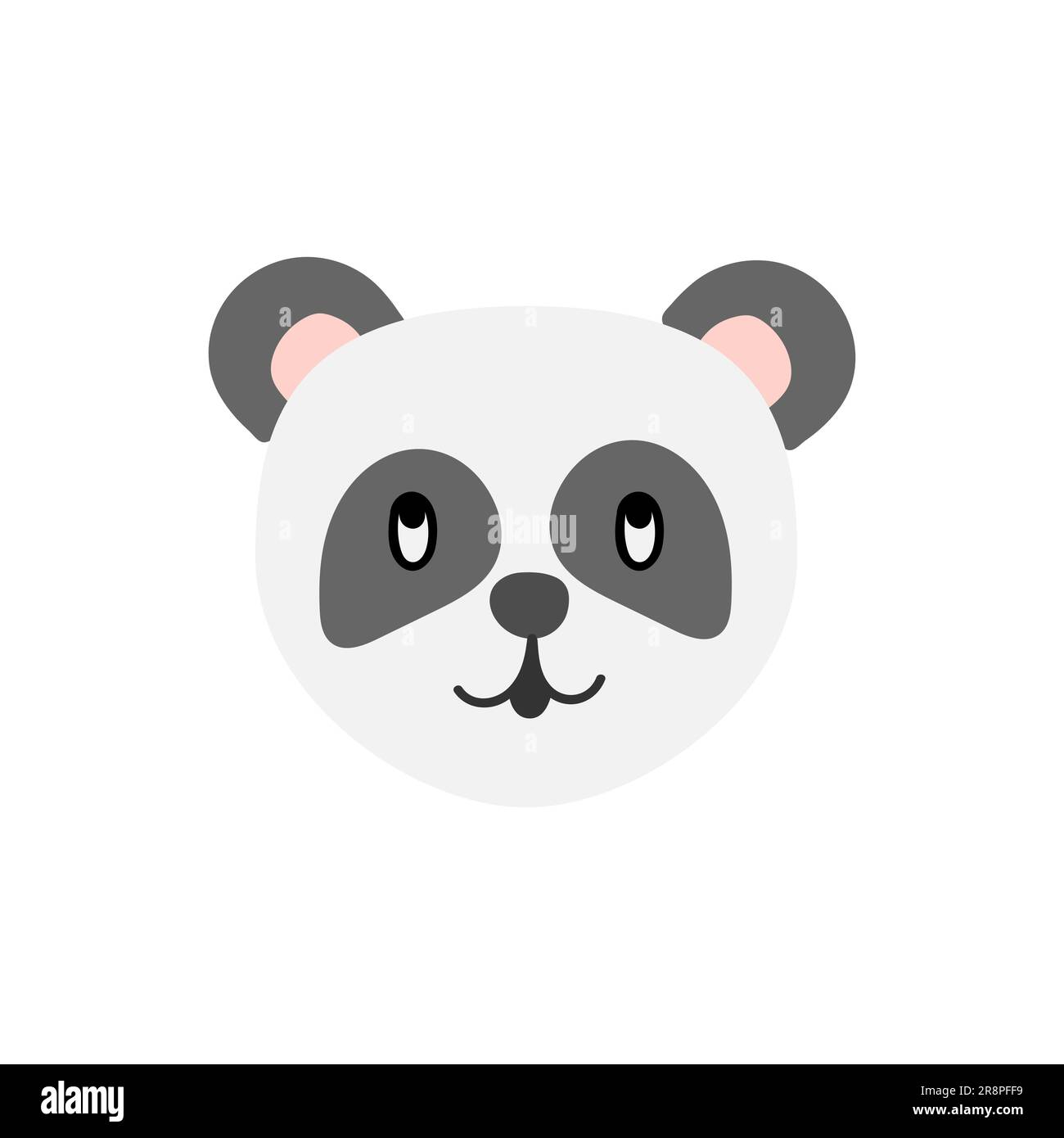 Hand drawn cute panda. Childish animal white bear with grey eyes and ...