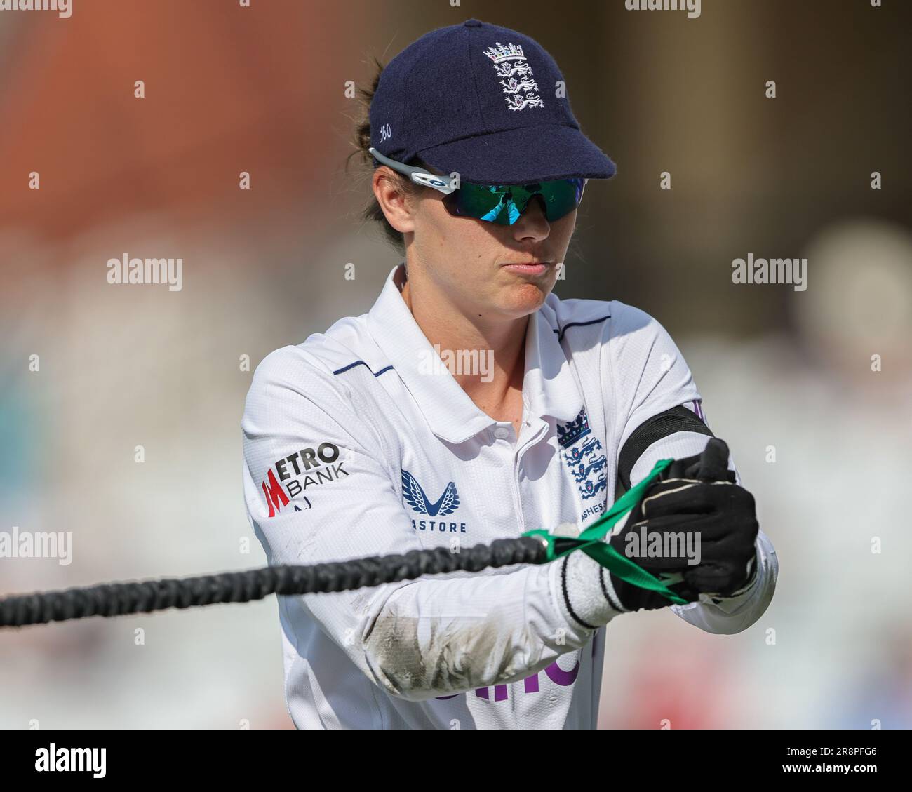 Amy Jones of England warming up during the Metro Bank Women's Ashes ...