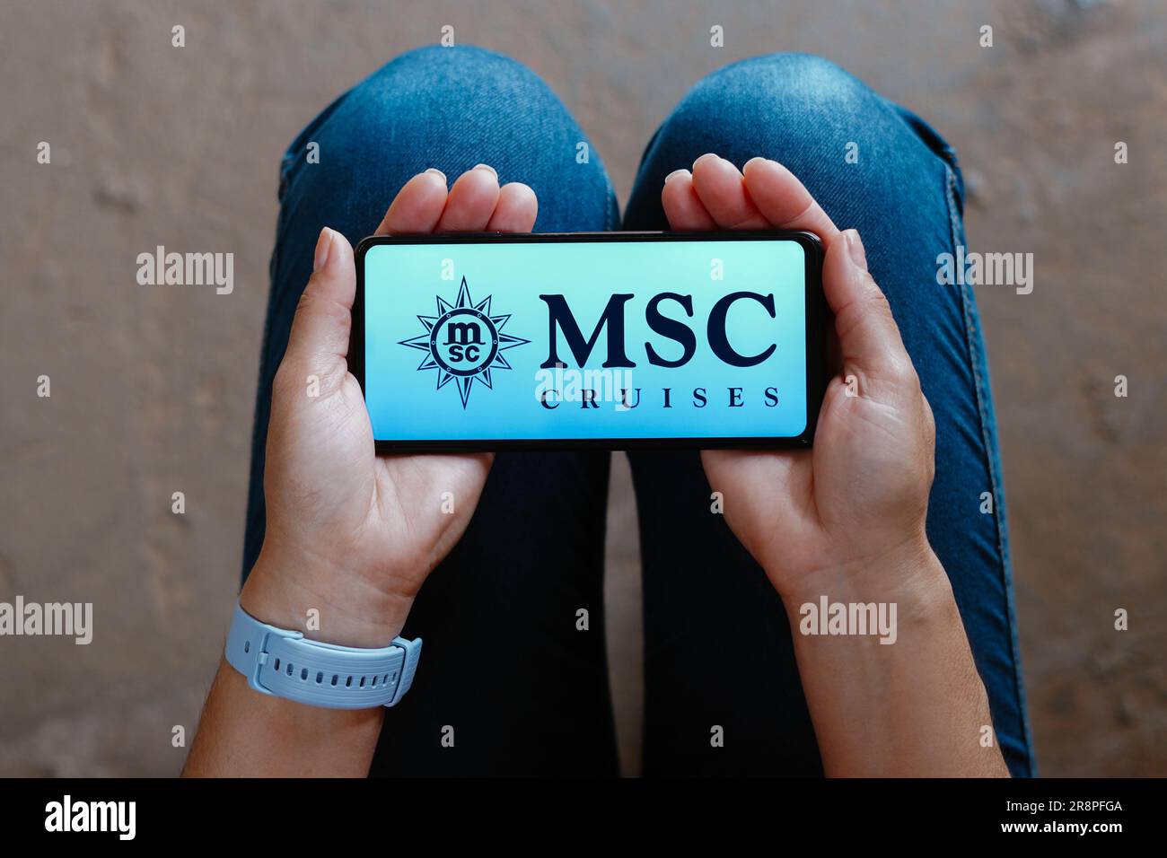 In this photo illustration, the MSC Crociere (MSC Cruises) logo is ...