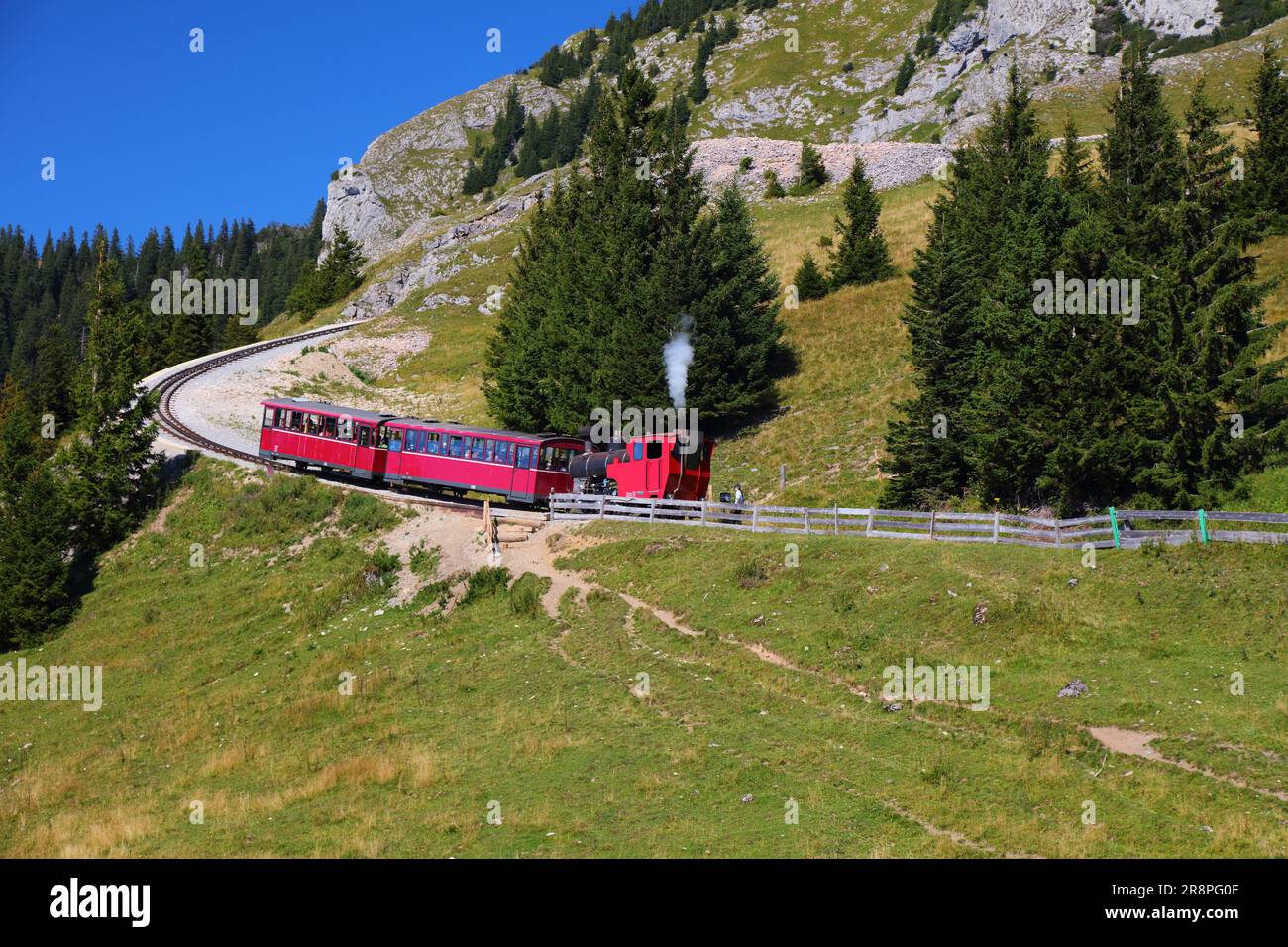 Schafberg mountain in Salzkammergut region of Austria. Schafberg rack ...