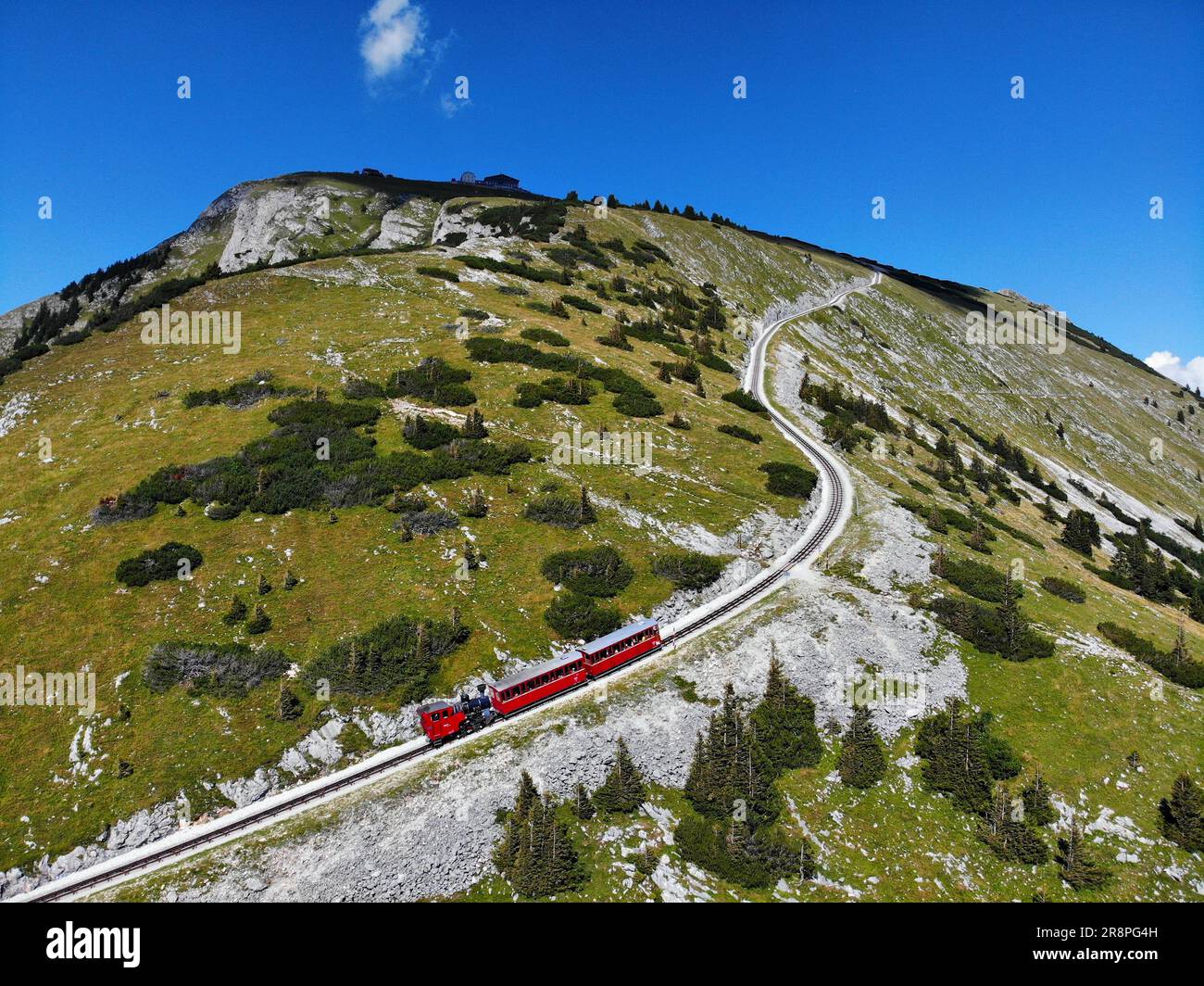 Schafberg mountain in Salzkammergut region of Austria. Schafberg cog ...