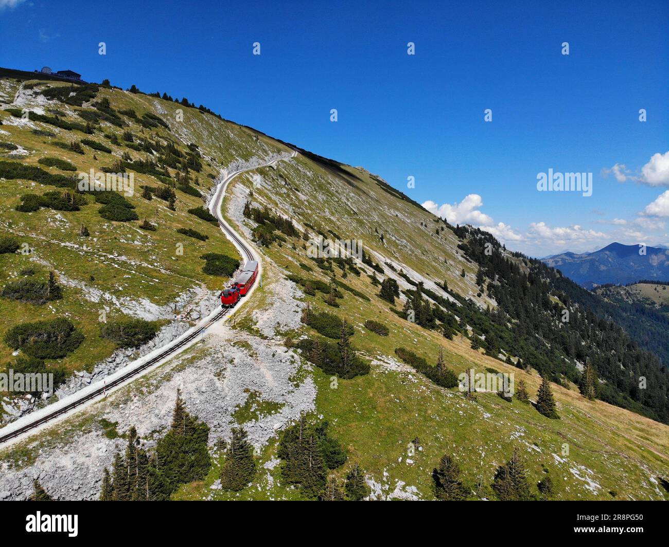 Schafberg mountain in Salzkammergut region of Austria. Schafberg rack ...
