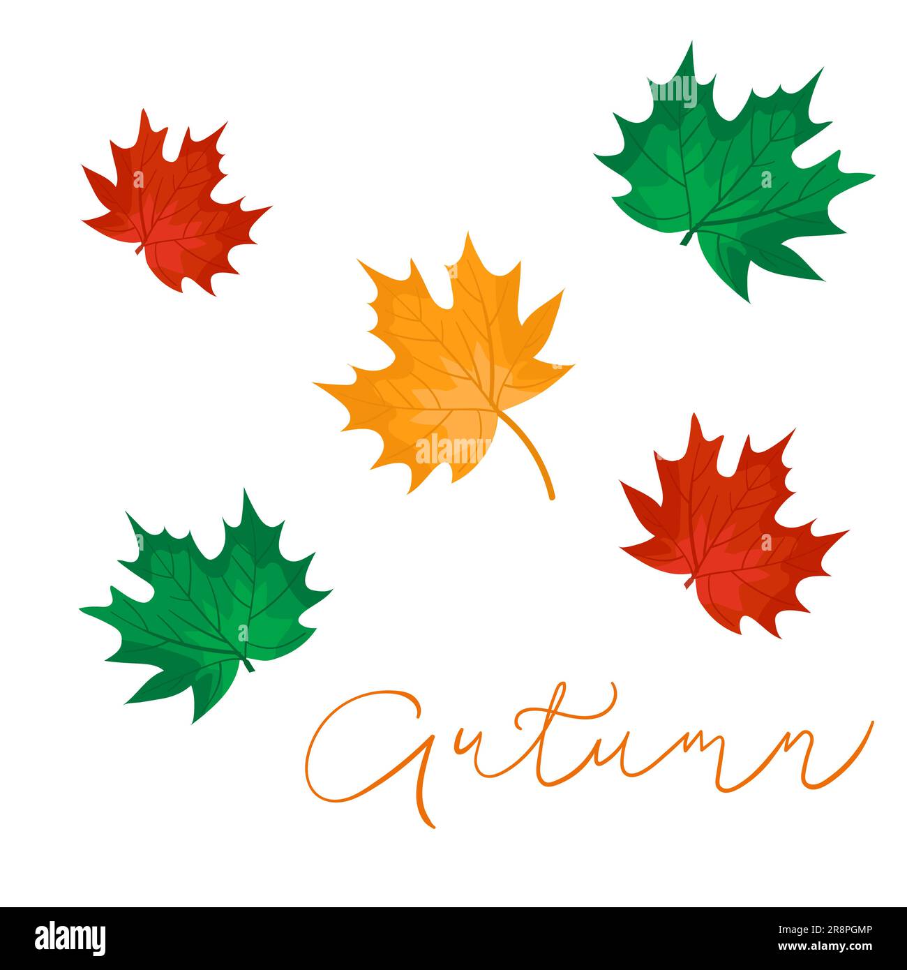 Vector set of autumn icons for any design with maple laeves Cozy and ...
