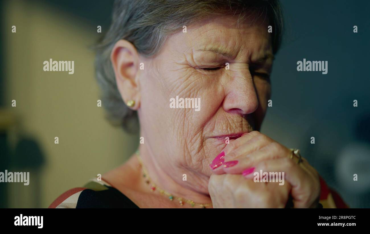 Senior Woman Deep in Prayer, Close-Up of Elderly Faithful Face ...