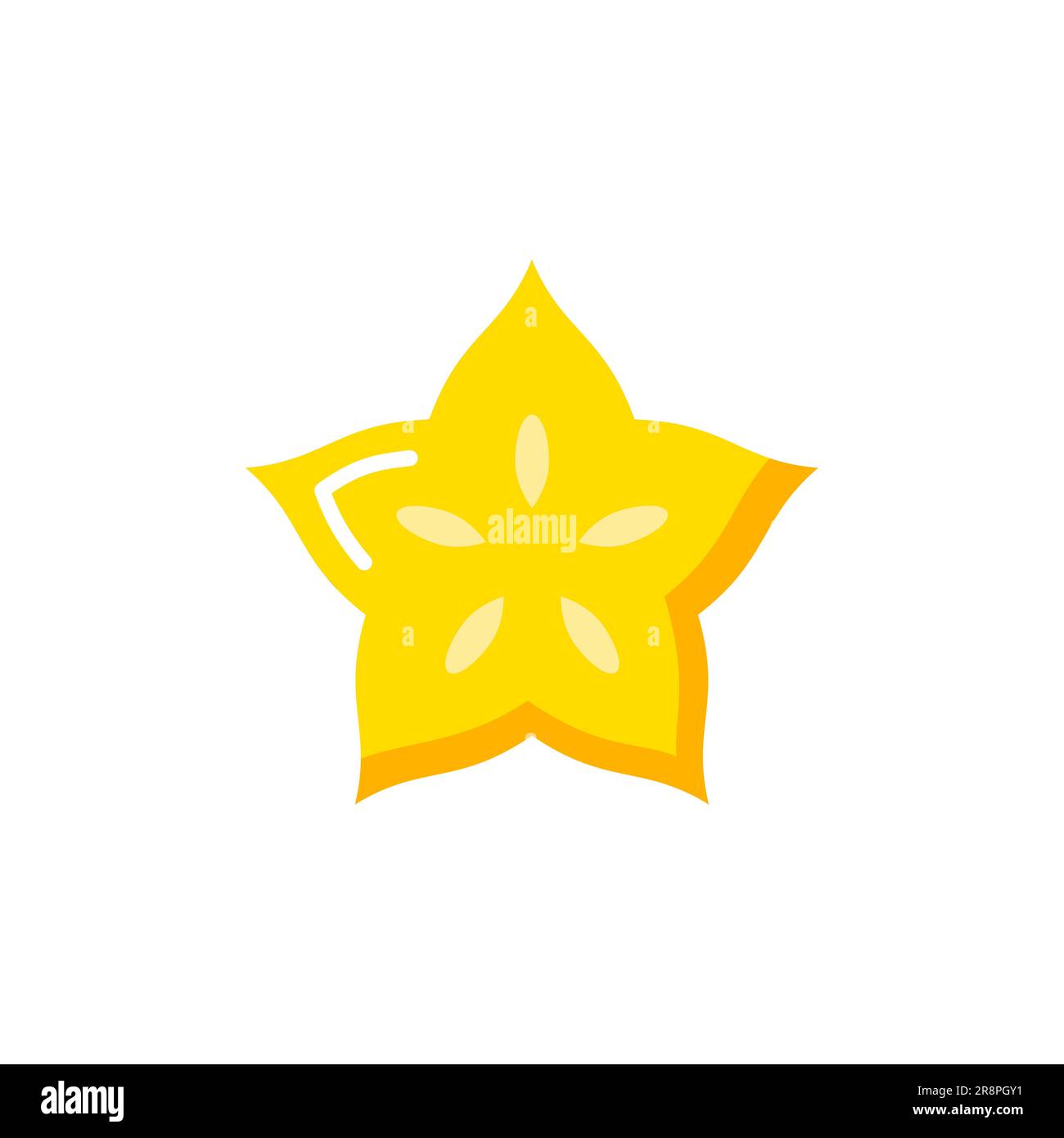 Starfruit vector carambola icon. Star fruit averrhoa slice fresh ...