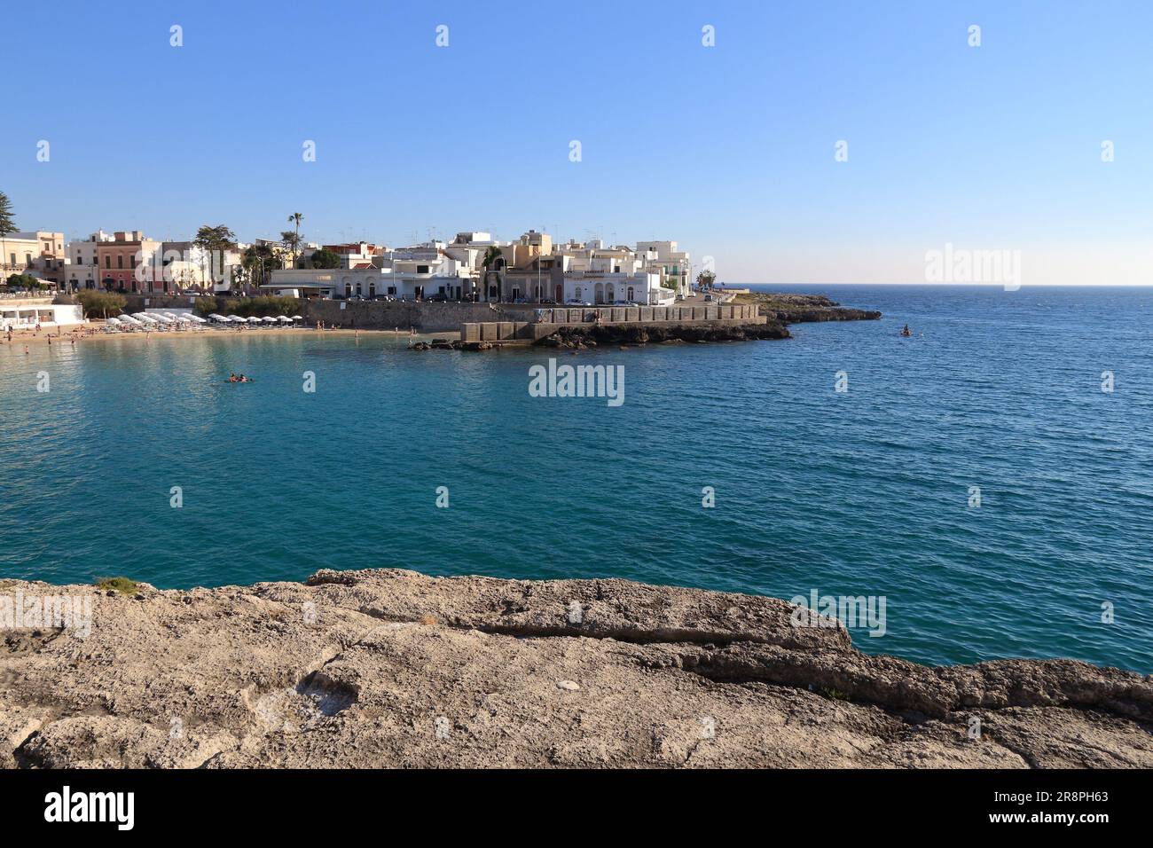 Apulia seaside Italian town - Santa Maria Al Bagno beach bay. Italy ...