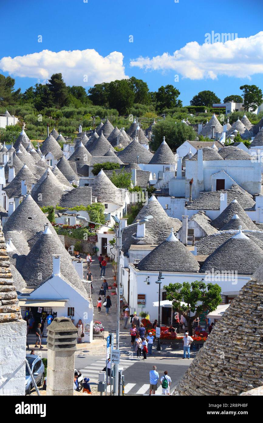 ALBEROBELLO, ITALY - MAY 29, 2017: People visit Alberobello, Italy ...