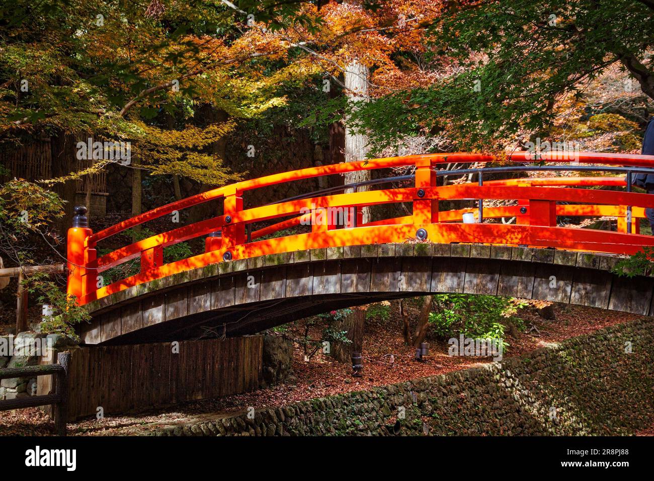 Autumn in Japan - colorful leaves and bridge of Kitano Tenmangu Gardens ...