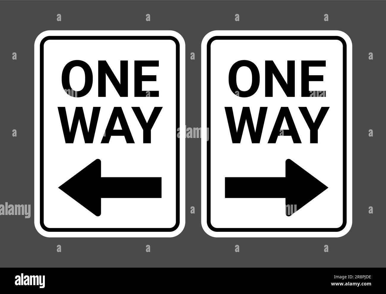 One way road sign. Traffic direction vector arrow board one way sign ...
