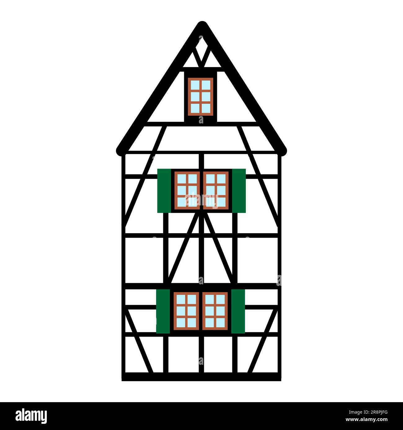 Old german house with black wooden beams. colored half timbered ...