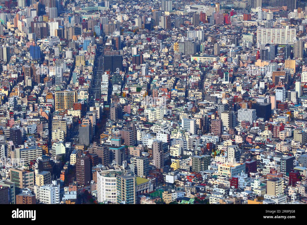 Tokyo city urban landscape. Aerial view of Senzoku and Nihonzutsumi ...
