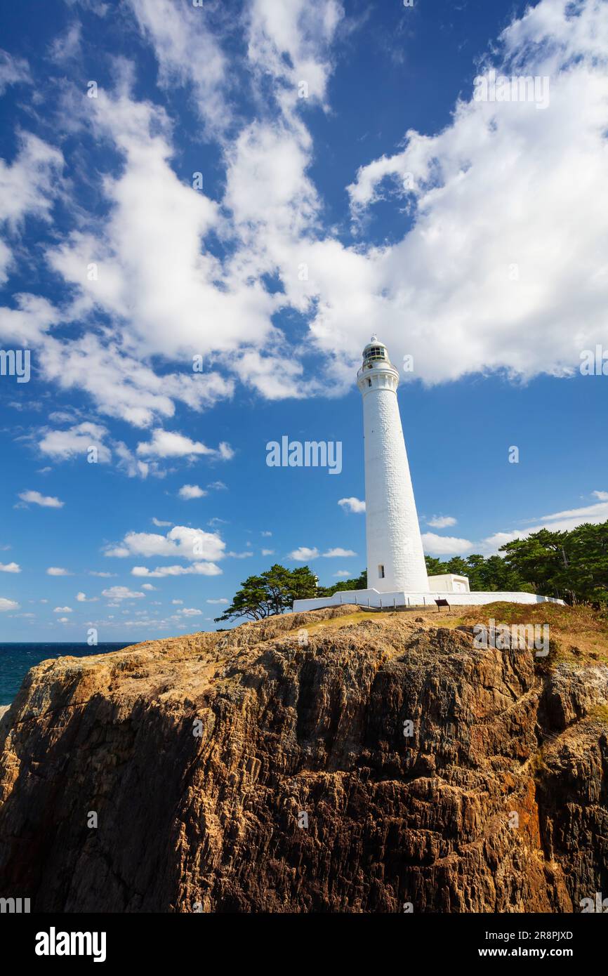 Izumo Higgozaki Lighthouse and Pillar-shaped Coast Stock Photo - Alamy