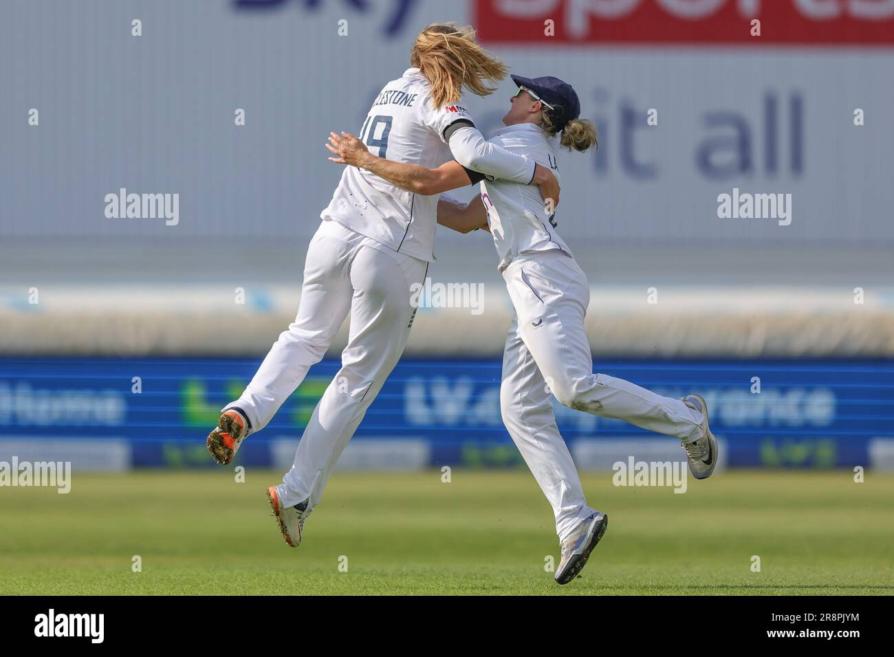 Sophie Ecclestone of England celebrates bowling out Alyssa Healy of ...