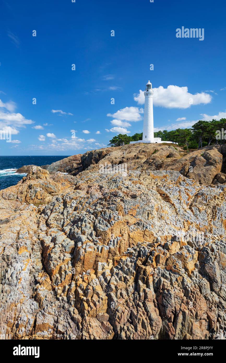 Izumo Higgozaki Lighthouse and Pillar-shaped Coast Stock Photo - Alamy