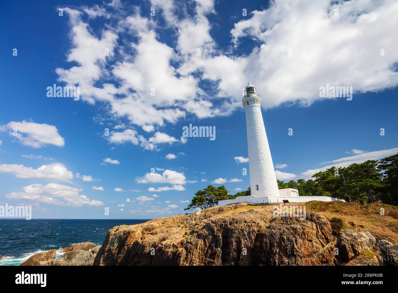Izumo Higgozaki Lighthouse and Pillar-shaped Coast Stock Photo - Alamy