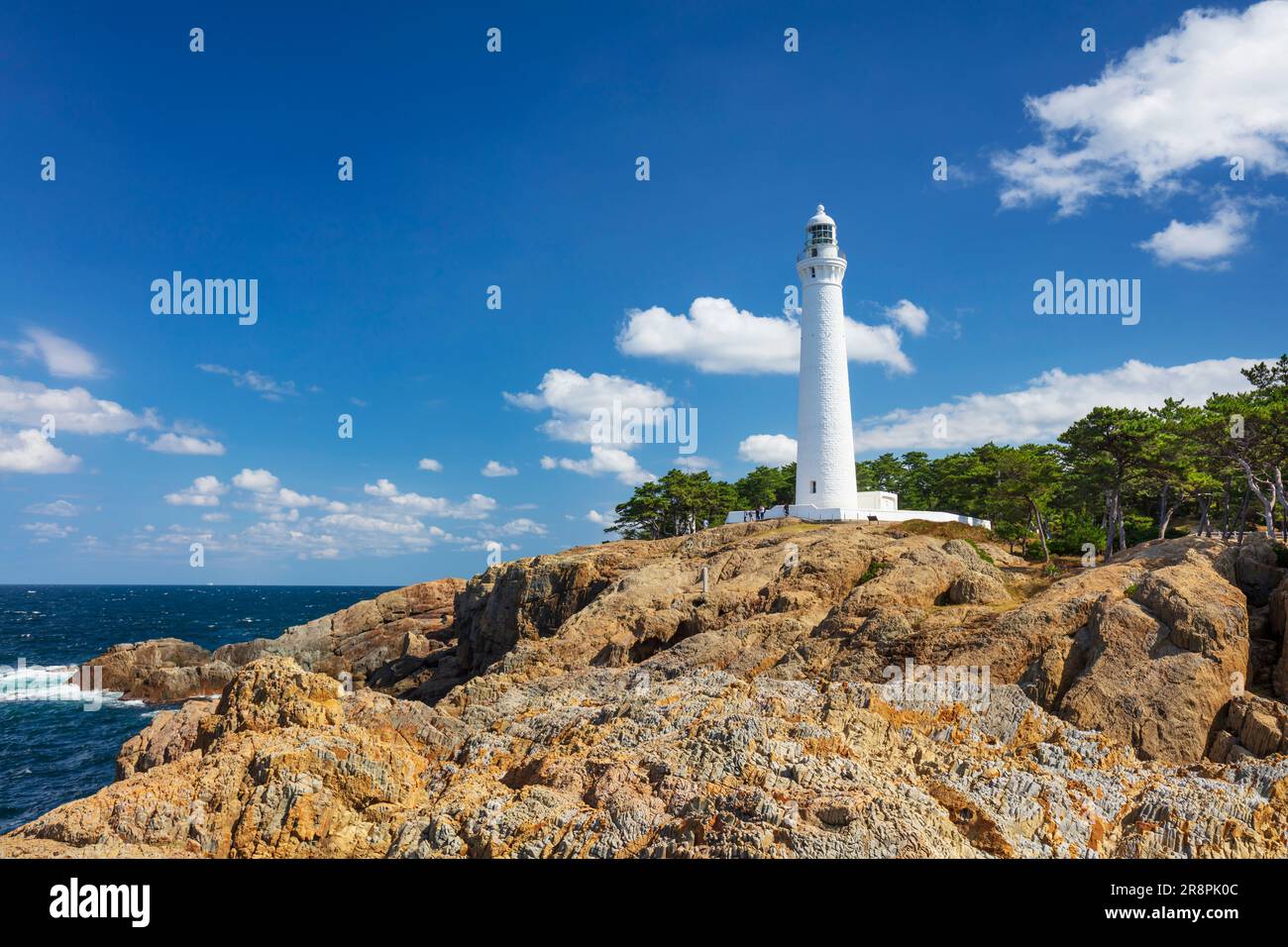 Izumo Higgozaki Lighthouse and Pillar-shaped Coast Stock Photo - Alamy
