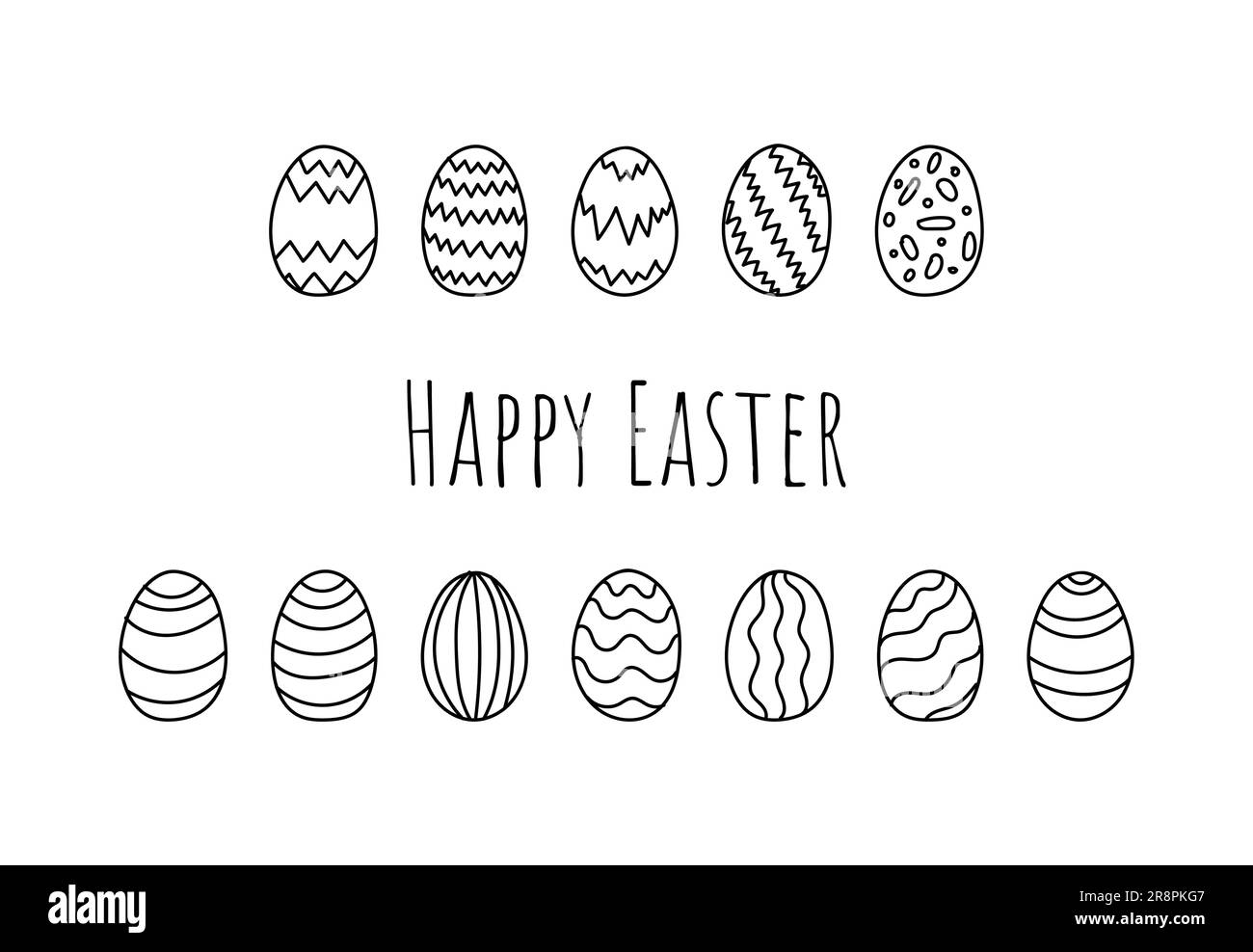 Hand drawn Easter eggs doodle set. Lettering. Ornament holidays design isolated on white ...