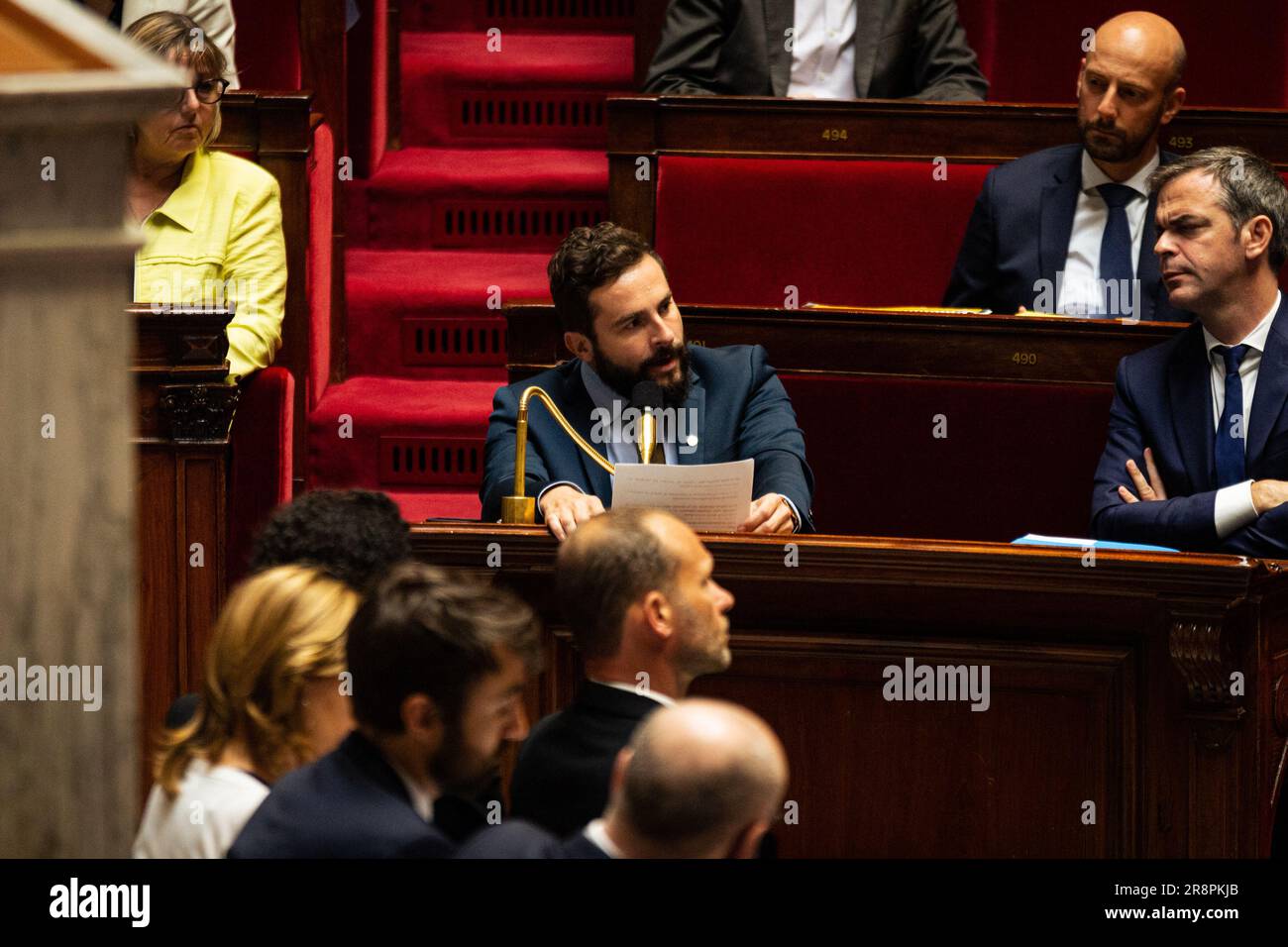 Paris, France. 20th June, 2023. Sébastien Peytavie (NUPES) make ...