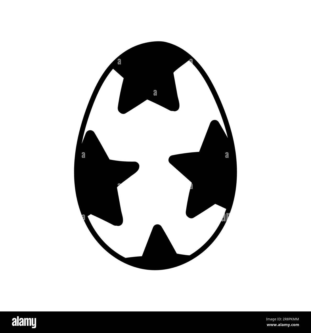One easter egg with black huge stars ornament on white background ...