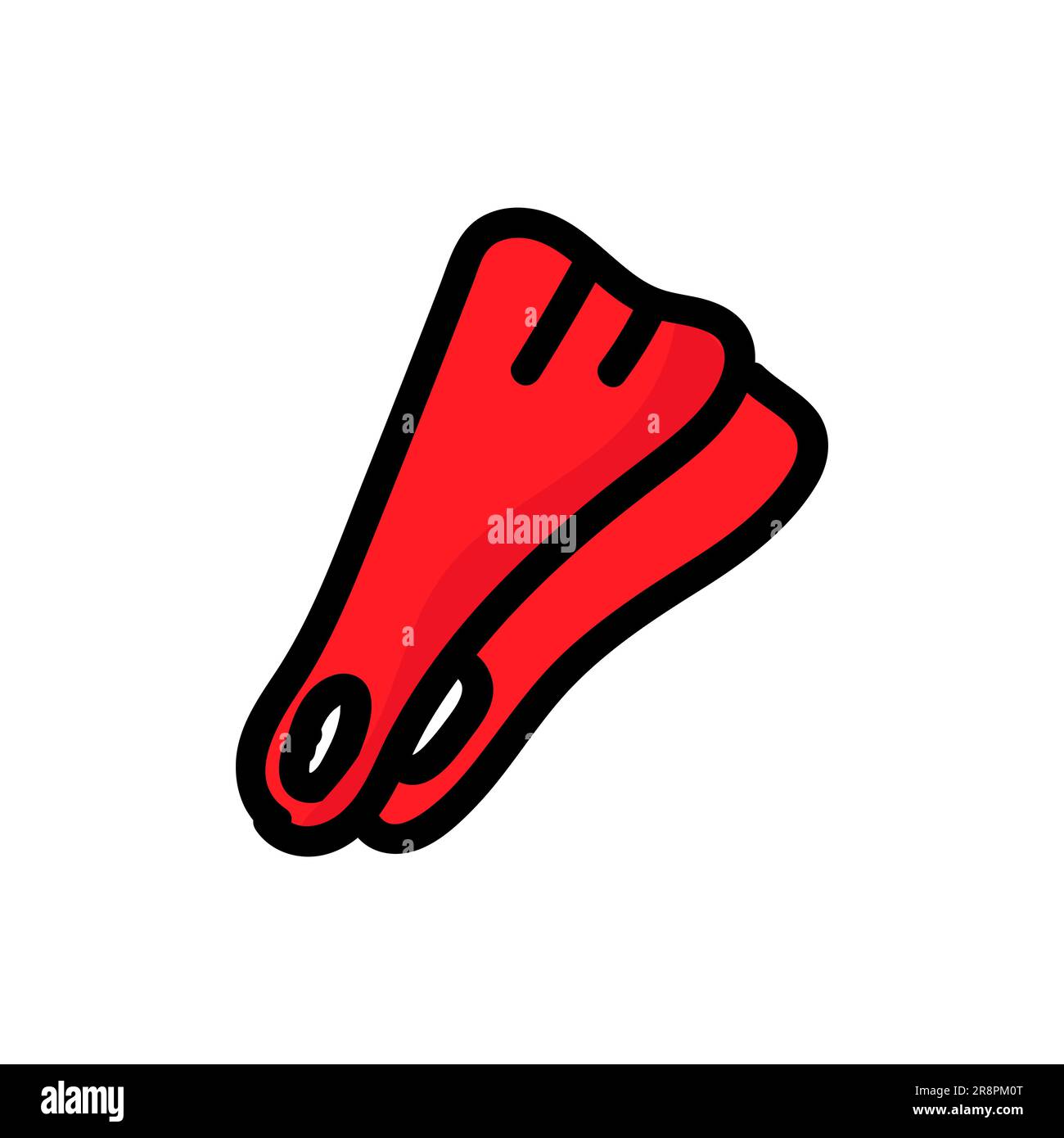 Hand drawn doodle colored flippers for swimming in the water. Symbol of ...