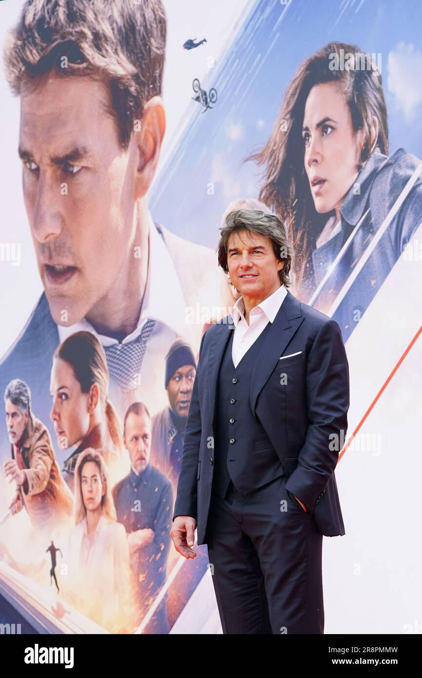 Tom Cruise arrives at the UK premiere of Mission: Impossible - Dead ...
