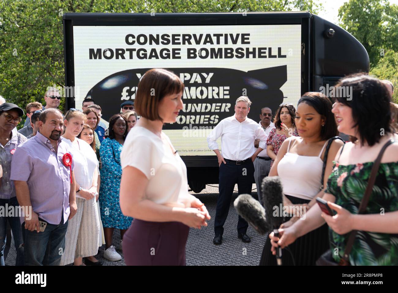 Shadow chancellor Rachel Reeves during a walkabout and poster launch ...