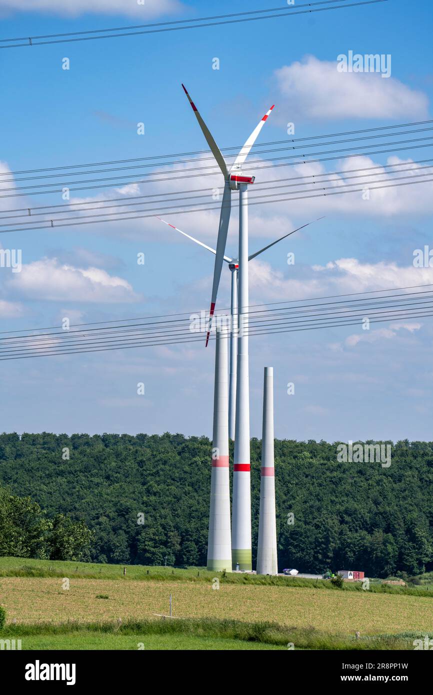Repowering of a wind farm, near Brilon-Radlinghausen, 2 old turbines ...