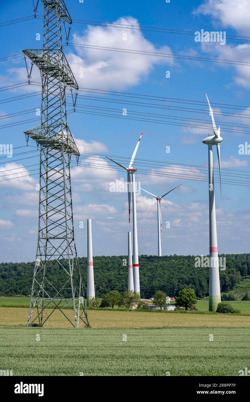 Repowering of a wind farm, near Brilon-Radlinghausen, 2 old turbines ...