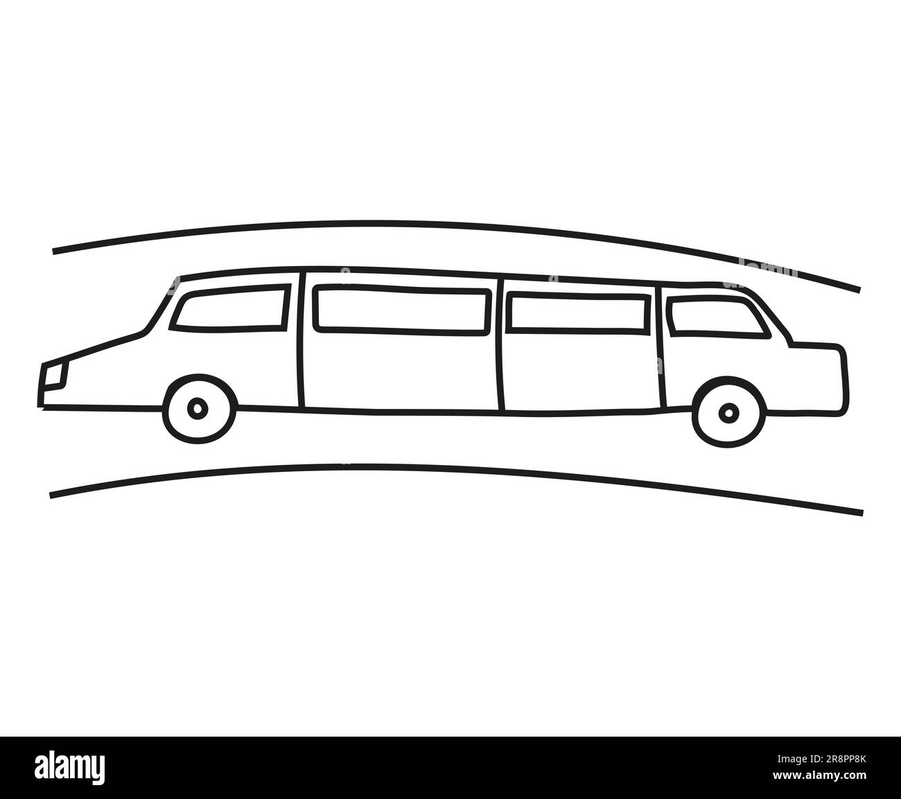 Hand drawn doodle limousine for coloring children book. Simple line, 2 ...