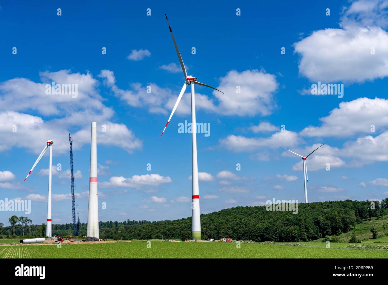 Repowering of a wind farm, near Brilon-Radlinghausen, 2 old turbines ...