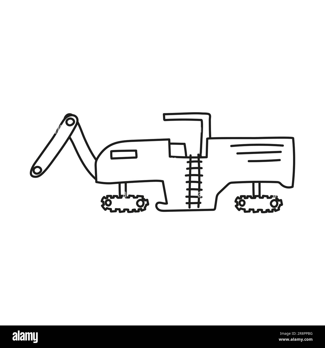 Hand drawn doodle construction machinery for coloring children book ...