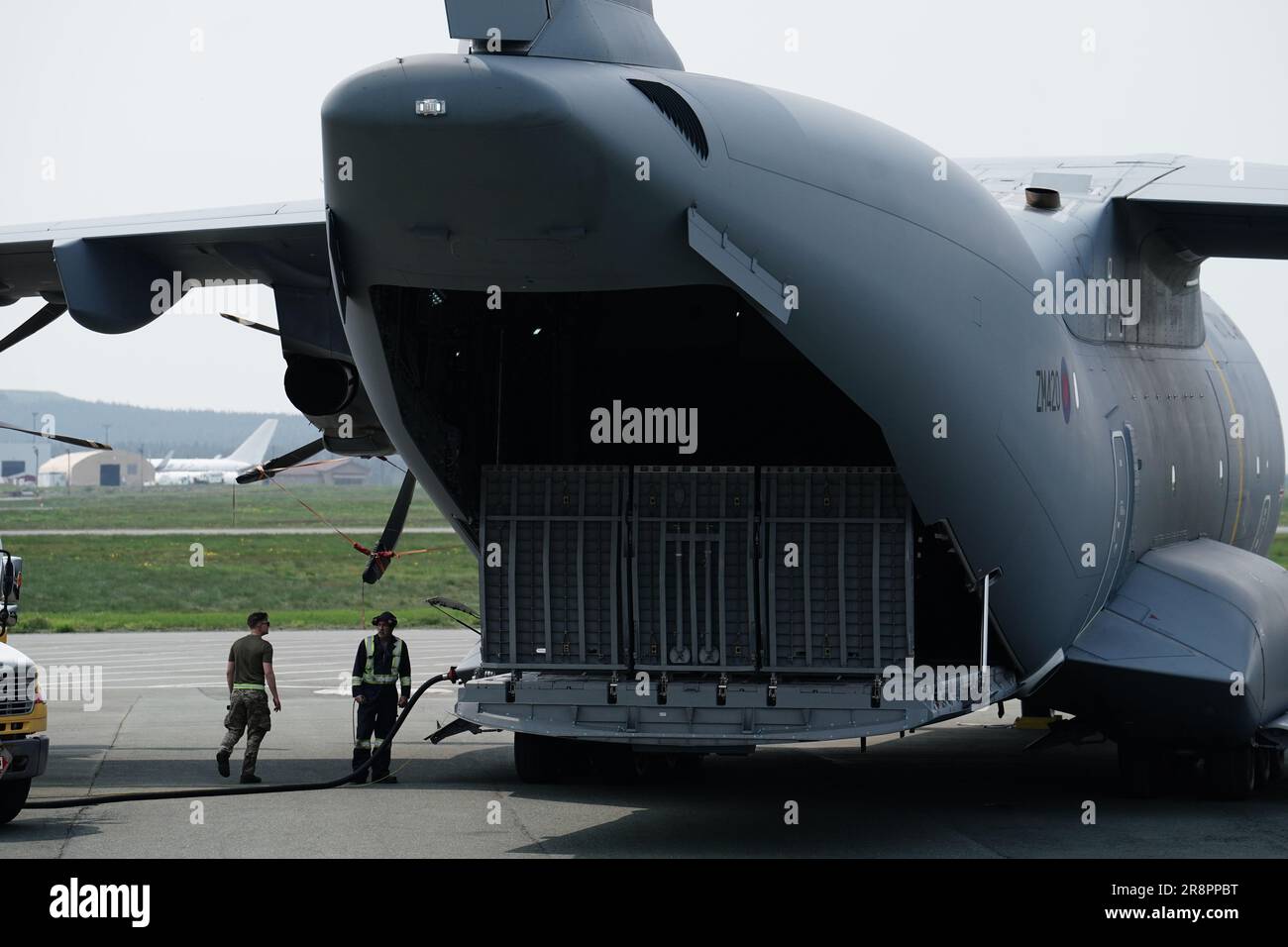 A Royal Air Force plane arrives at St John's International Airport in ...