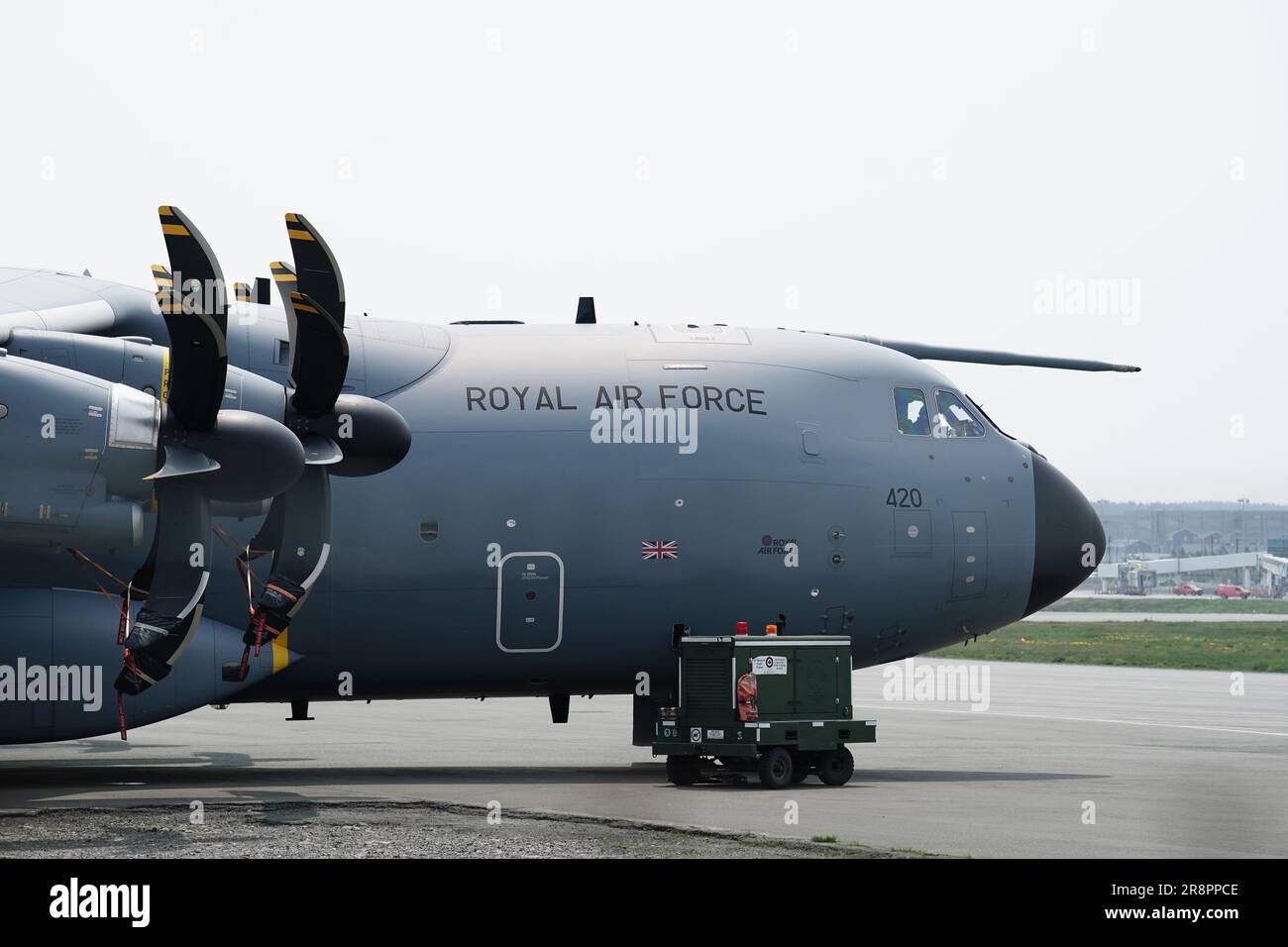 A Royal Air Force plane arrives at St John's International Airport in ...