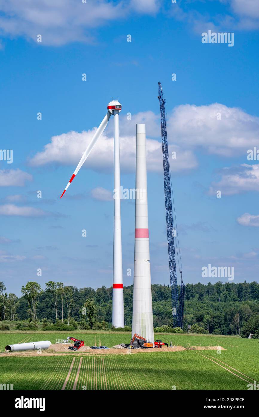 Repowering of a wind farm, near Brilon-Radlinghausen, 2 old turbines ...