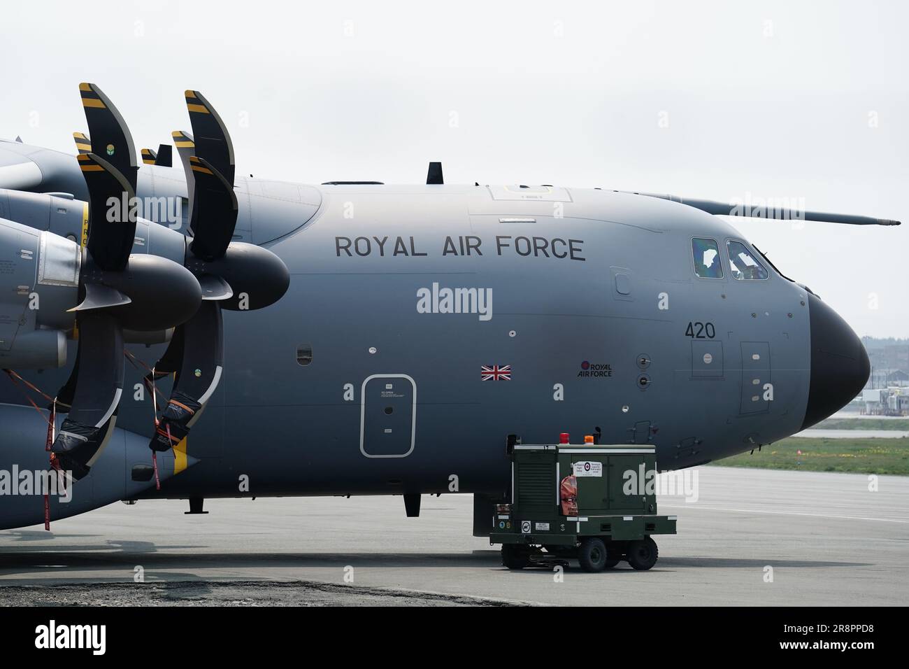 A Royal Air Force plane arrives at St John's International Airport in ...
