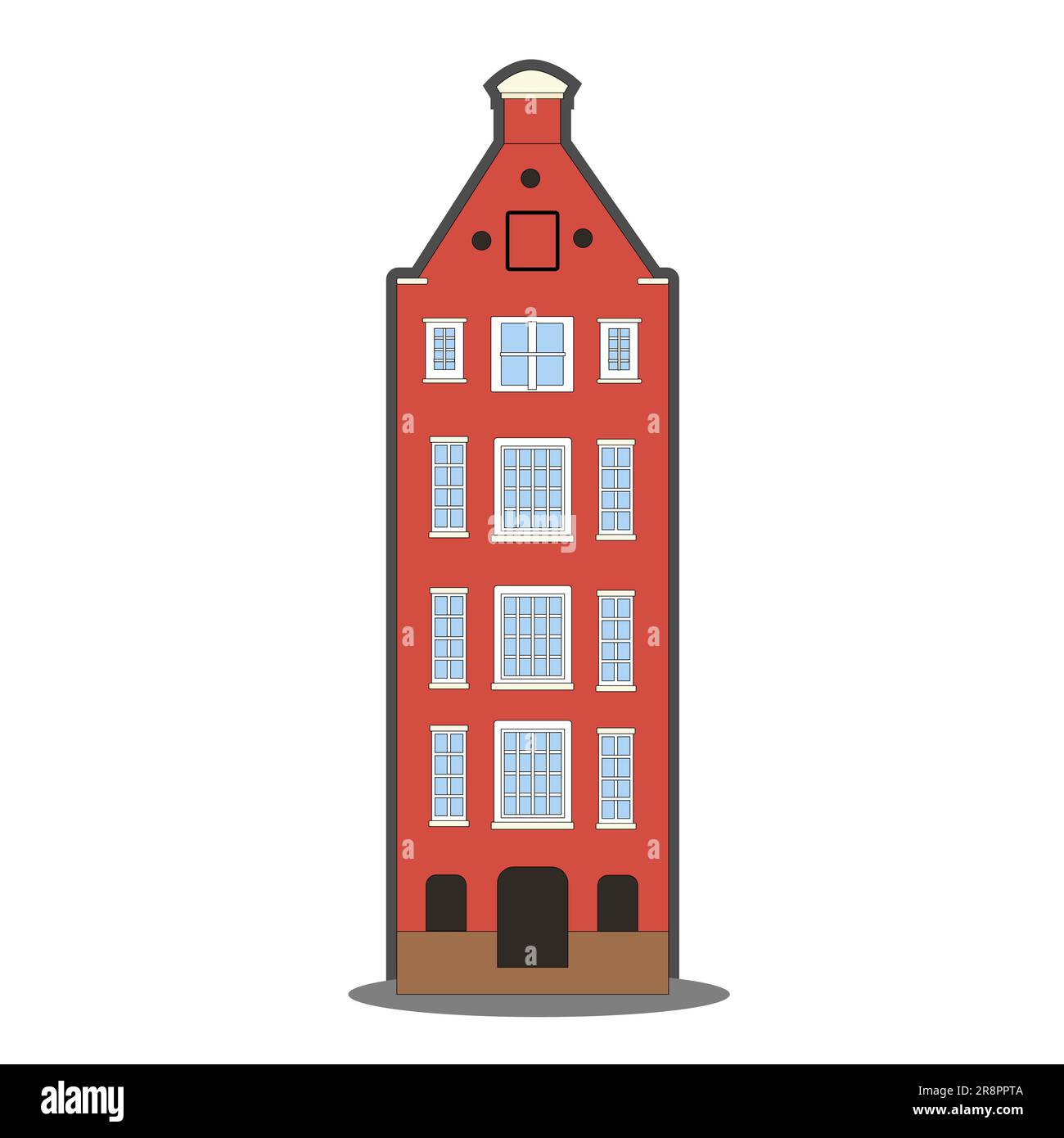 Amsterdam old house in the Dutch style. Orange colorful historic facade ...