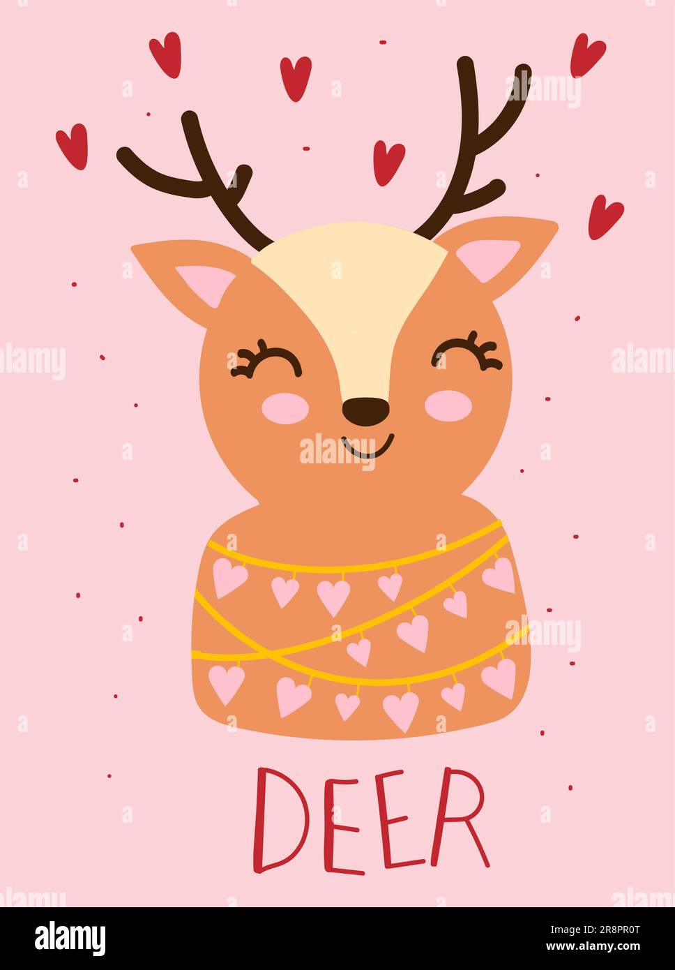 Cute funny deer heart Stock Vector Images - Alamy