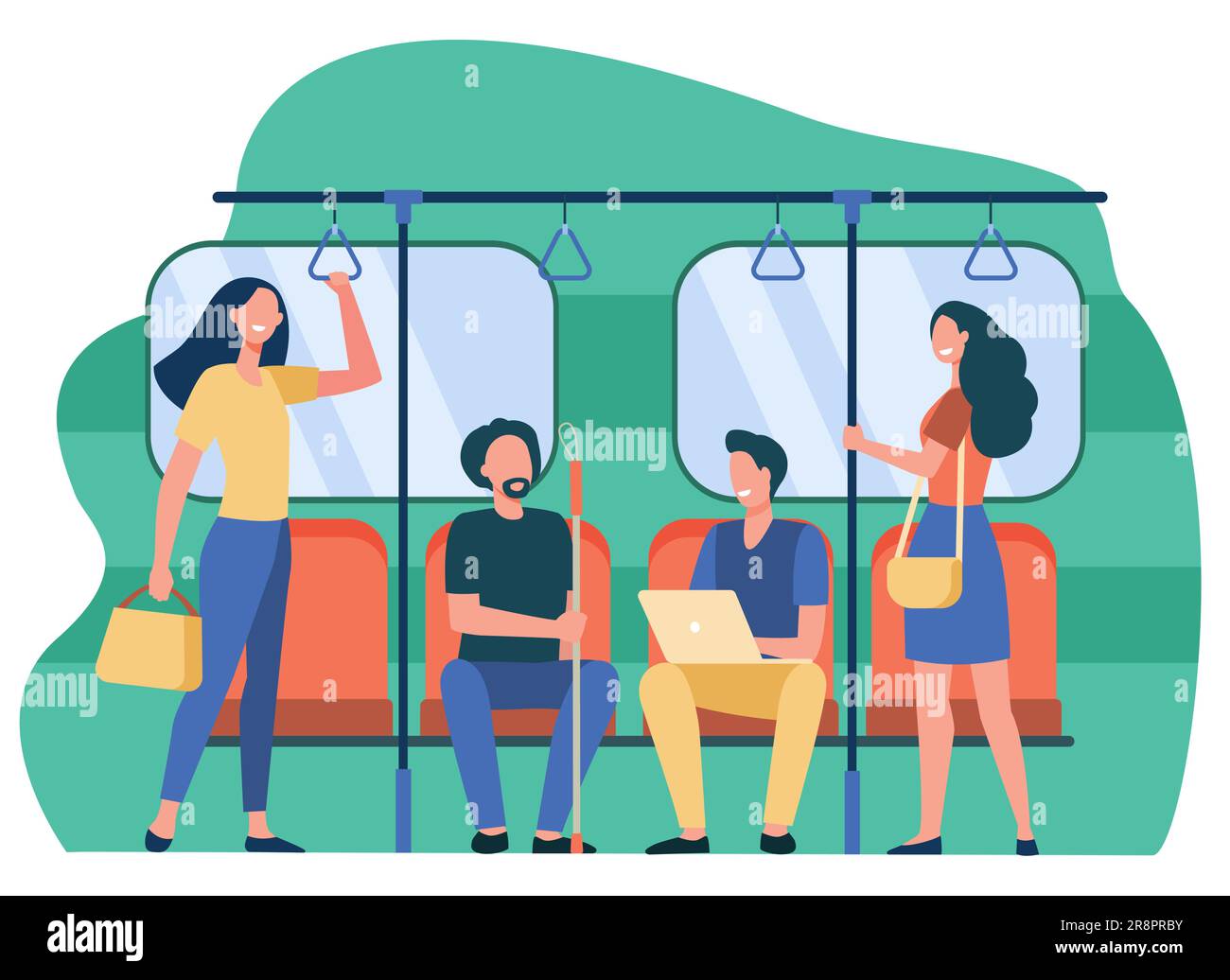 Underground subway train interior Cut Out Stock Images & Pictures - Alamy