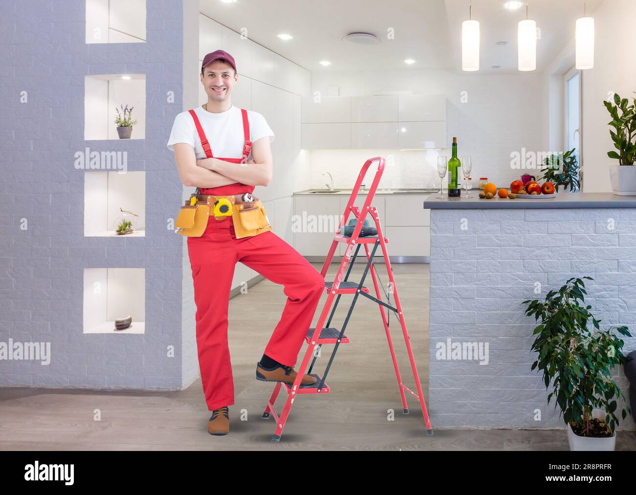 working man is working on repairs Stock Photo - Alamy