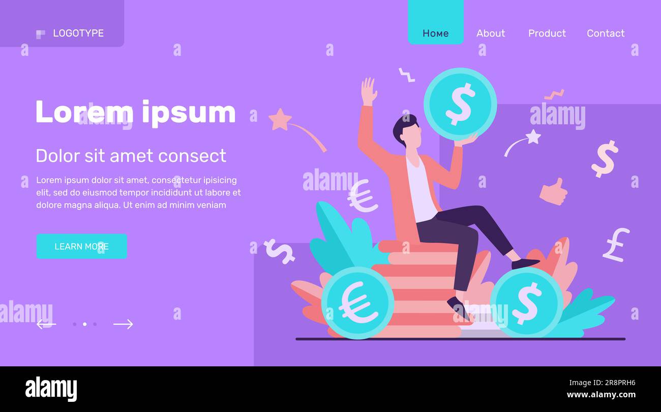 Happy businessman earning money flat vector illustration Stock Vector ...