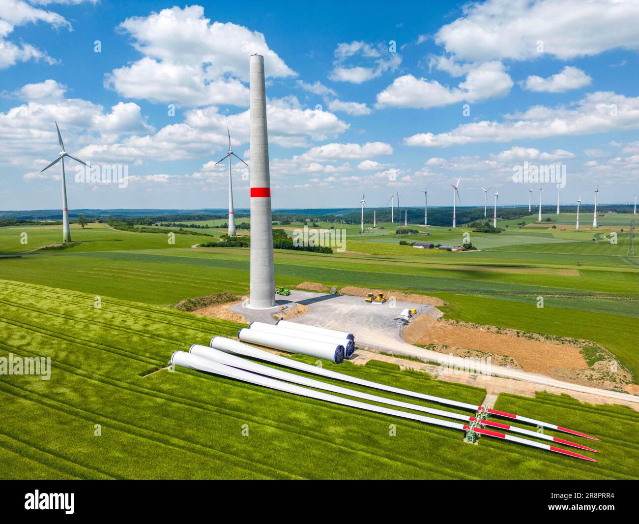 Wind farm near Brilon-Radlinghausen, new wind turbine being built ...