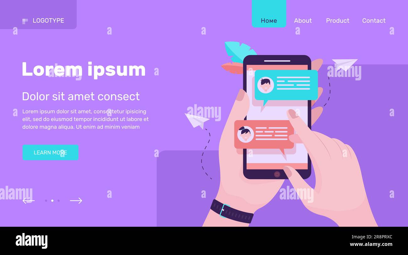 Hand holding mobile phone with online messages Stock Vector Image & Art - Alamy